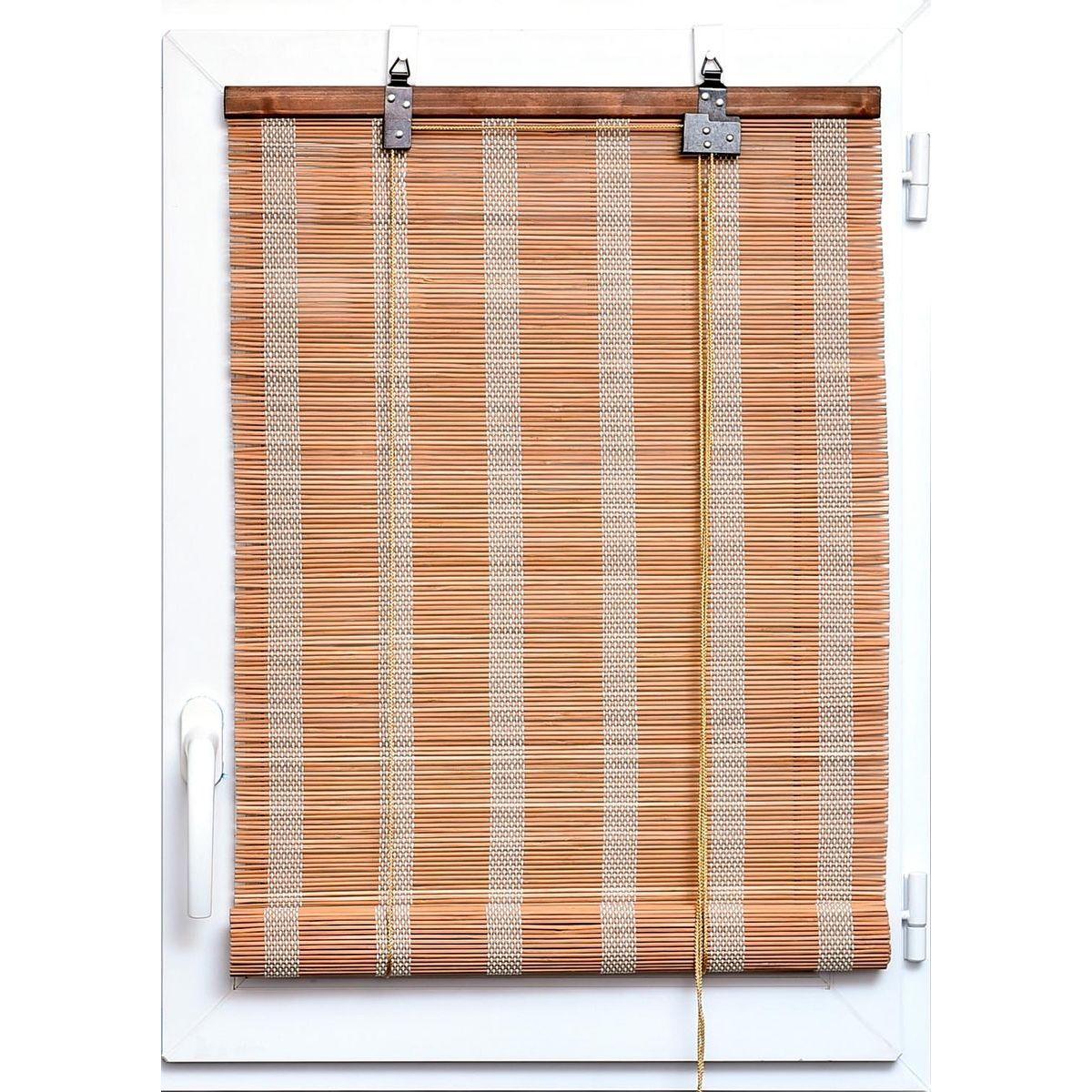 STORE ENROULEUR BAGUETTES BAMBOU 120X180CM NATUREL BLANC