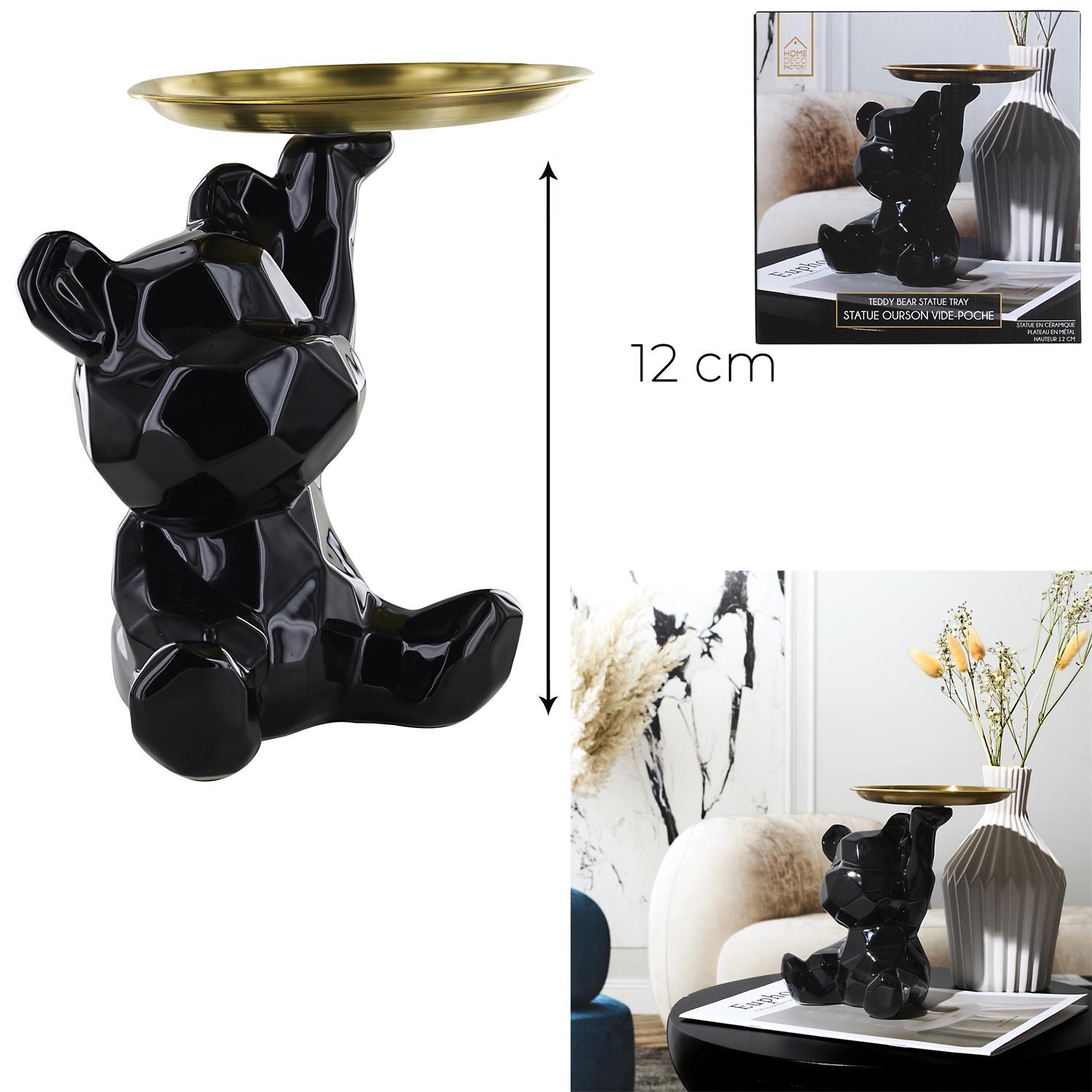 STATUE OURSON VIDE POCHE NOIR H12CM