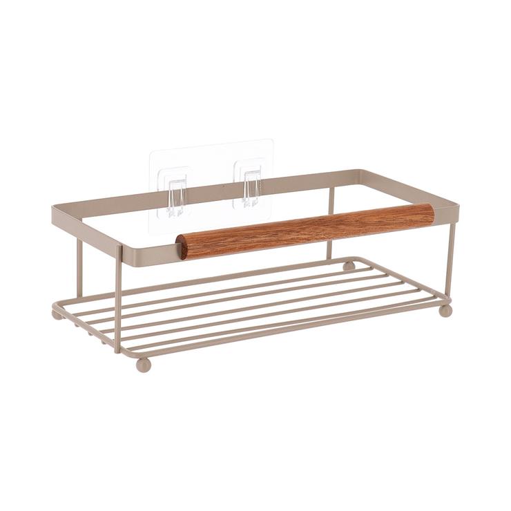ETAGERE RECTANGLE METAL ACACIA A POSER OU A STICKER BEIGE